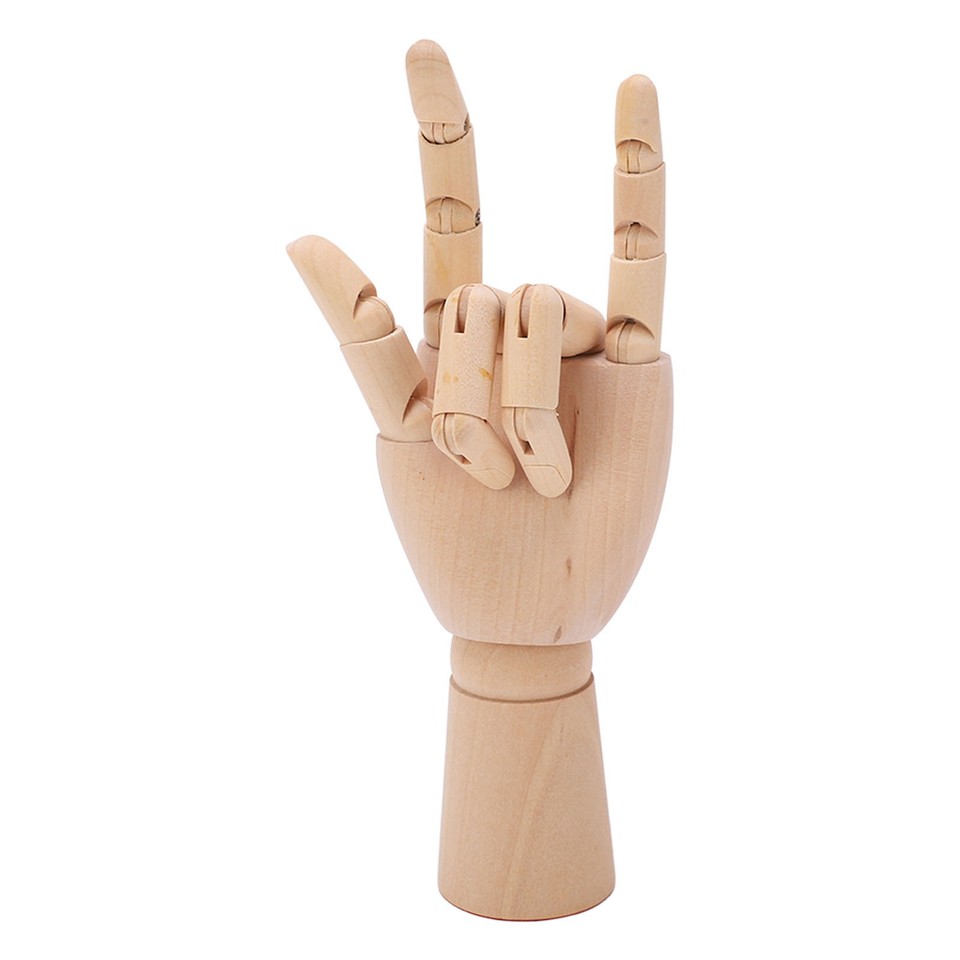 Left Hand Wood Mannequin Hand Flexible Joints Fingers Drawing Mannequin ...