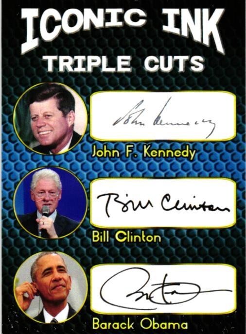 John F. Kennedy Bill Clinton Barrack Obama Iconic Ink Triple Cuts ...