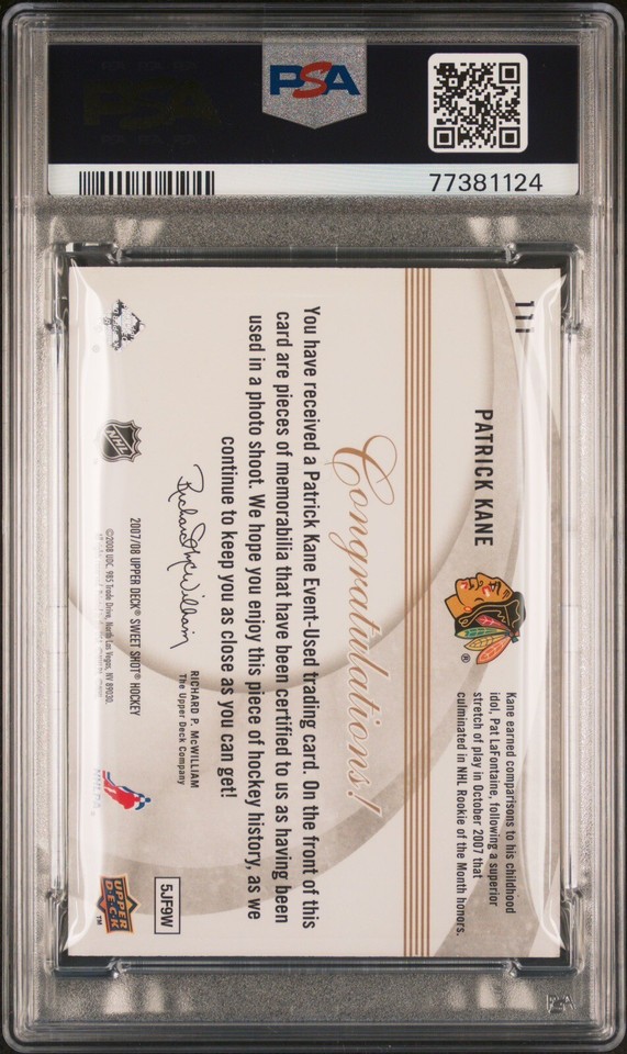 PATRICK KANE SIGNED AUTOGRAPH RPA 2007 UPPER DECK ROOKIE CARD /599 PSA ...