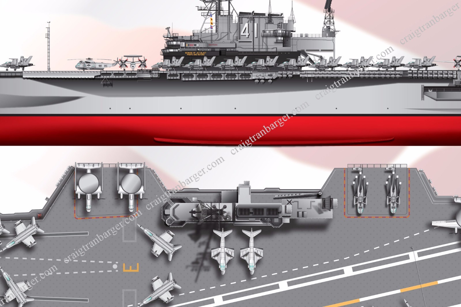 CV41,aircraft,carrier,USS,Midway,f18,hornet,ea6b,prowler,e2,hawkeye,a6 ...