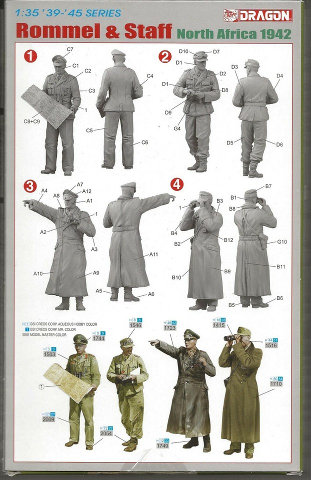 Dragon WWII Rommel & Staff, North Africa 1942, Figures in 1/35 6723 ST ...