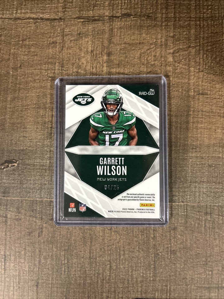 2022 Garrett Wilson Panini Phoenix 4/25 ROOKIE DUAL PATCH AUTO!! NICE ...