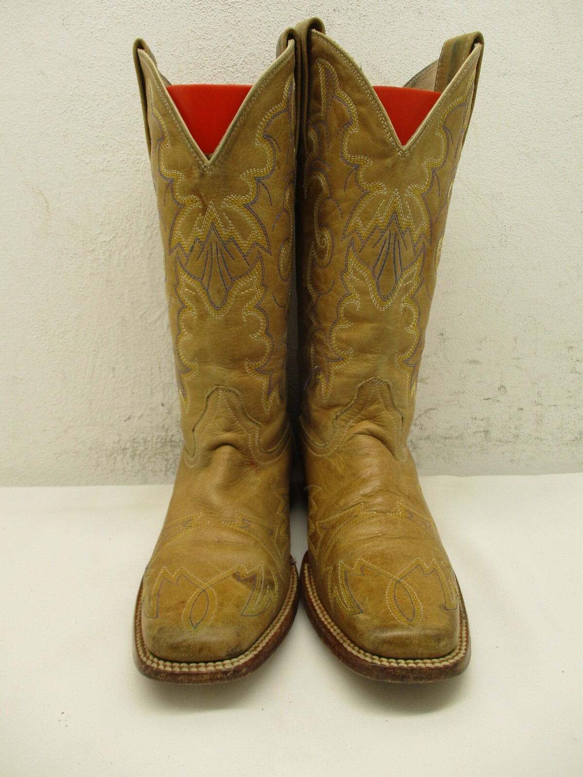 INNOVATION Tan Leather Boots with Multi Color Stitchi… - Gem