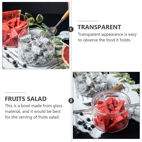 1 Set of Transparent Fruit Bowl Glass Salad Serving Bowl Transparent ...
