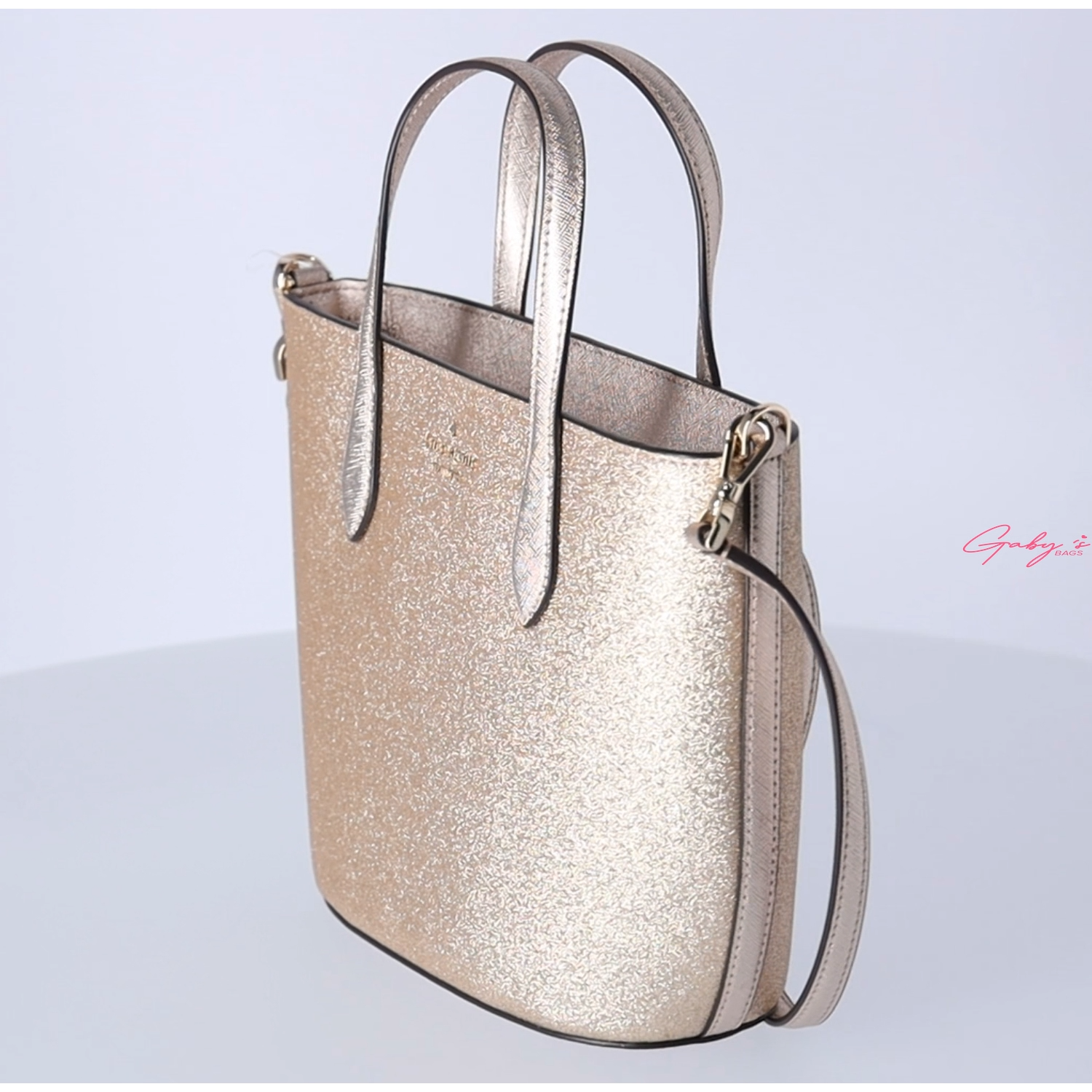 Kate Spade Glitter Glimmer Small Zip Satchel Crossbody Bag Gold Holiday ...