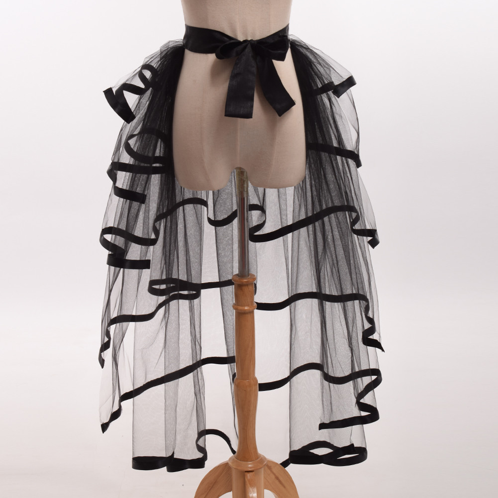 Ladies Women Victorian Steampunk Black Bustle Tutu Belt Lace Underskirt ...