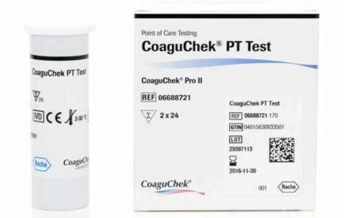 CoaguChek PT Test Strip X 48 INR Warfarin Blood Level Monitoring Roche ...