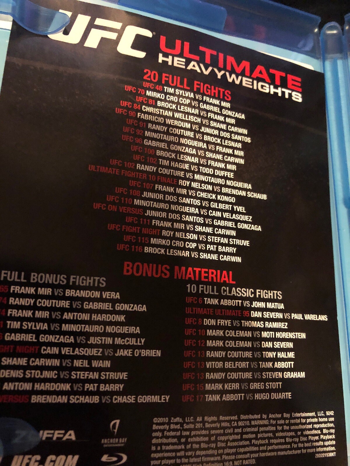 UFC: Ultimate Heavyweights (Blu-ray, 2010) Rare OOP (40 Full Length ...