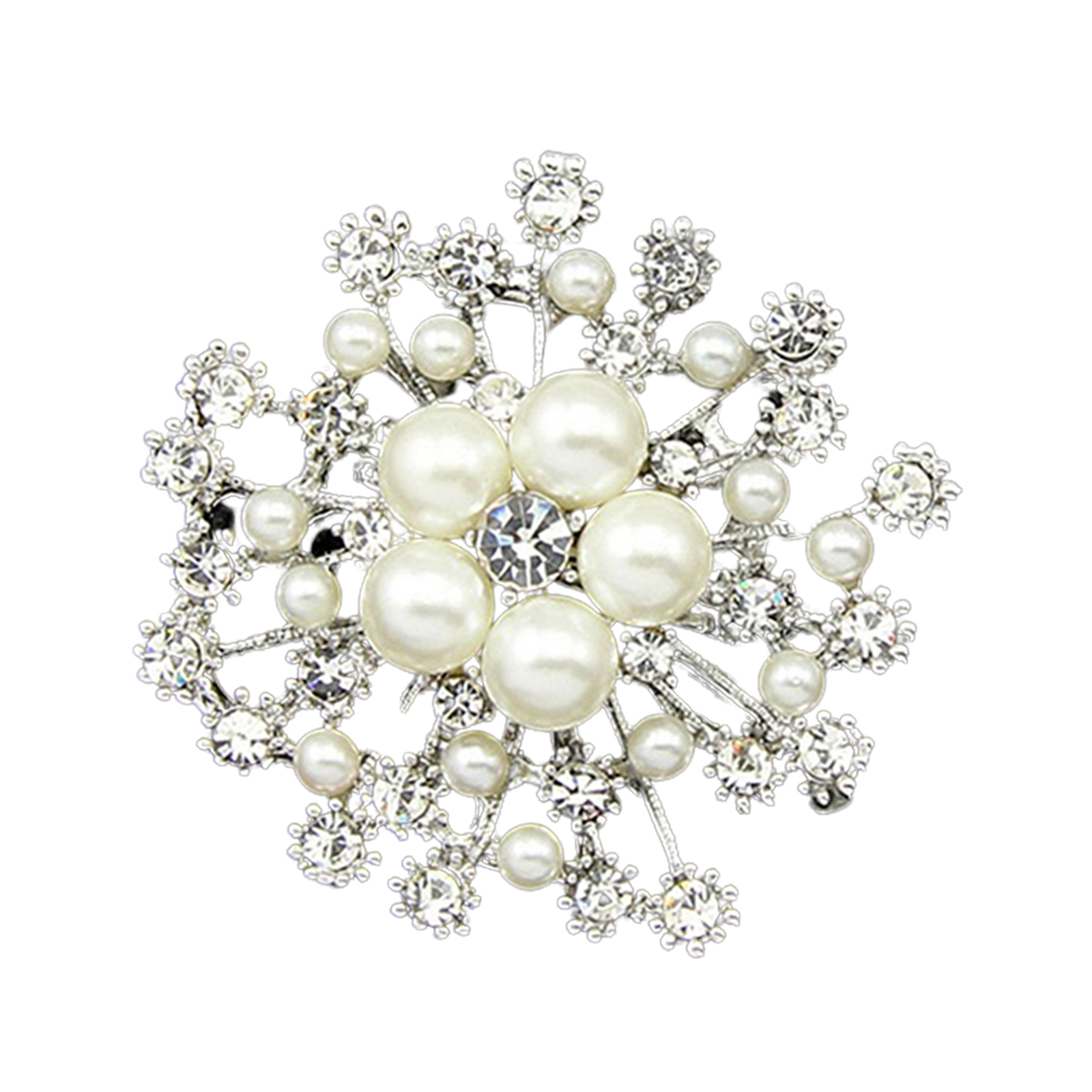 Brooch Pin Shiny Wear-resistant Women Faux Pearl Flower Brooch Pin 8 ...