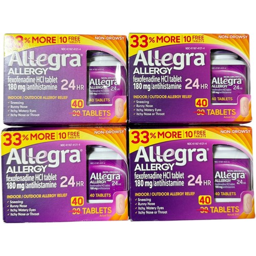 (4) Allegra 180 mg Allergy Treatment 40 Tablets for Adult Exp-11/2025 ...