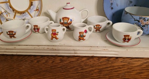 TEDDY BEAR MINIATURE TEA POT CUP SET REUTTER PORCELAIN W. GERMANY SUGAR ...
