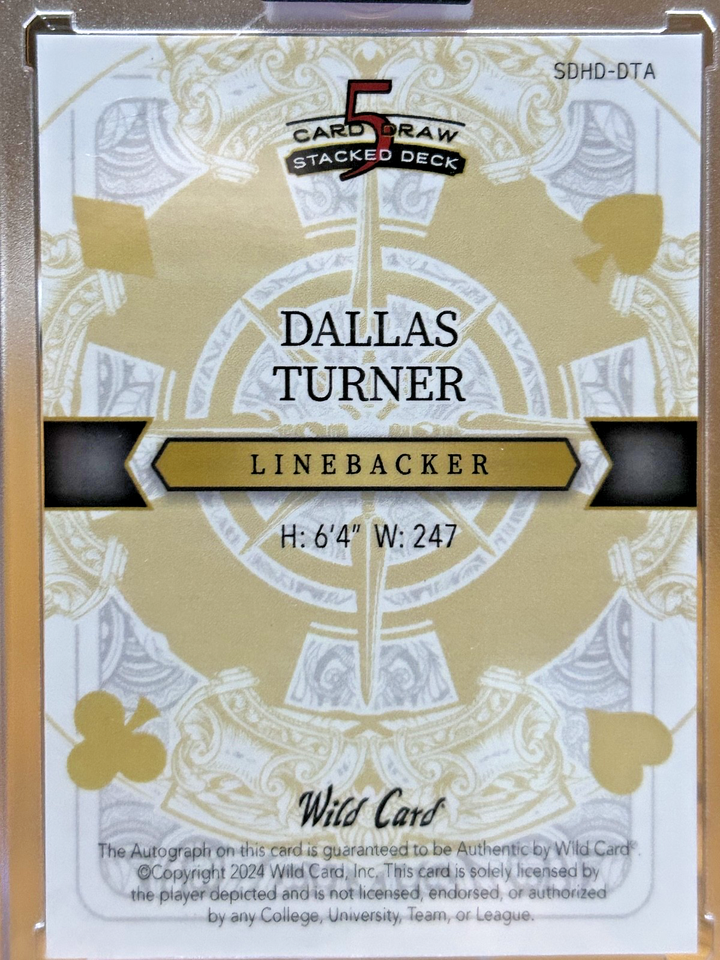 2024 Wild Card 5 card draw Dallas Turner 1/1 AUTO Carolina Blue | eBay