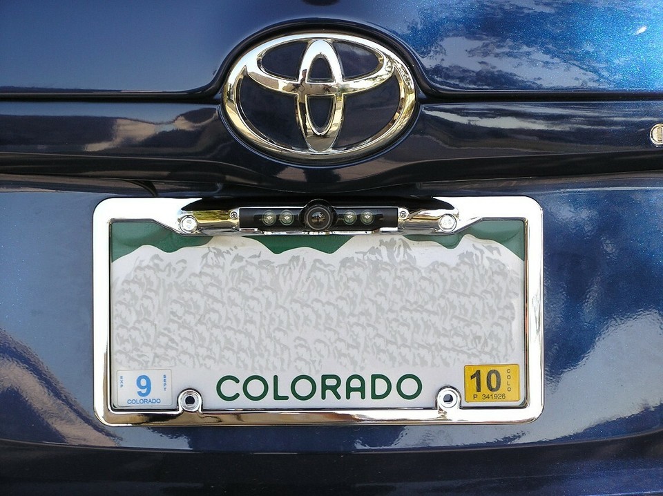 CCD LICENSE PLATE METAL FRAME IR 180 DEGREE WIDE ANGLE REAR VIEW BACKUP ...
