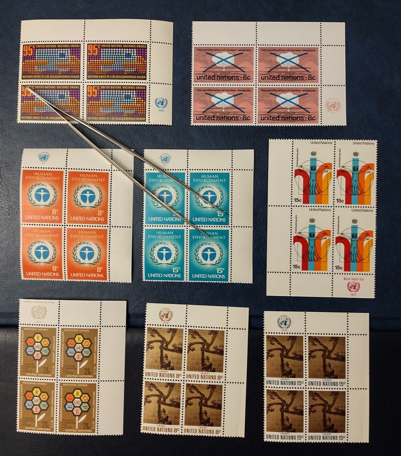 UN NY 1972 Inscription Plate Block Set *SC 226-233 MNH United Nations ...