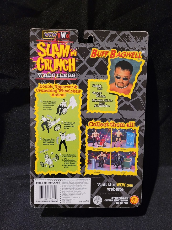 Buff Bagwell WCW NWO Slam N Crunch Wrestlers Action Figure New 1999 ...