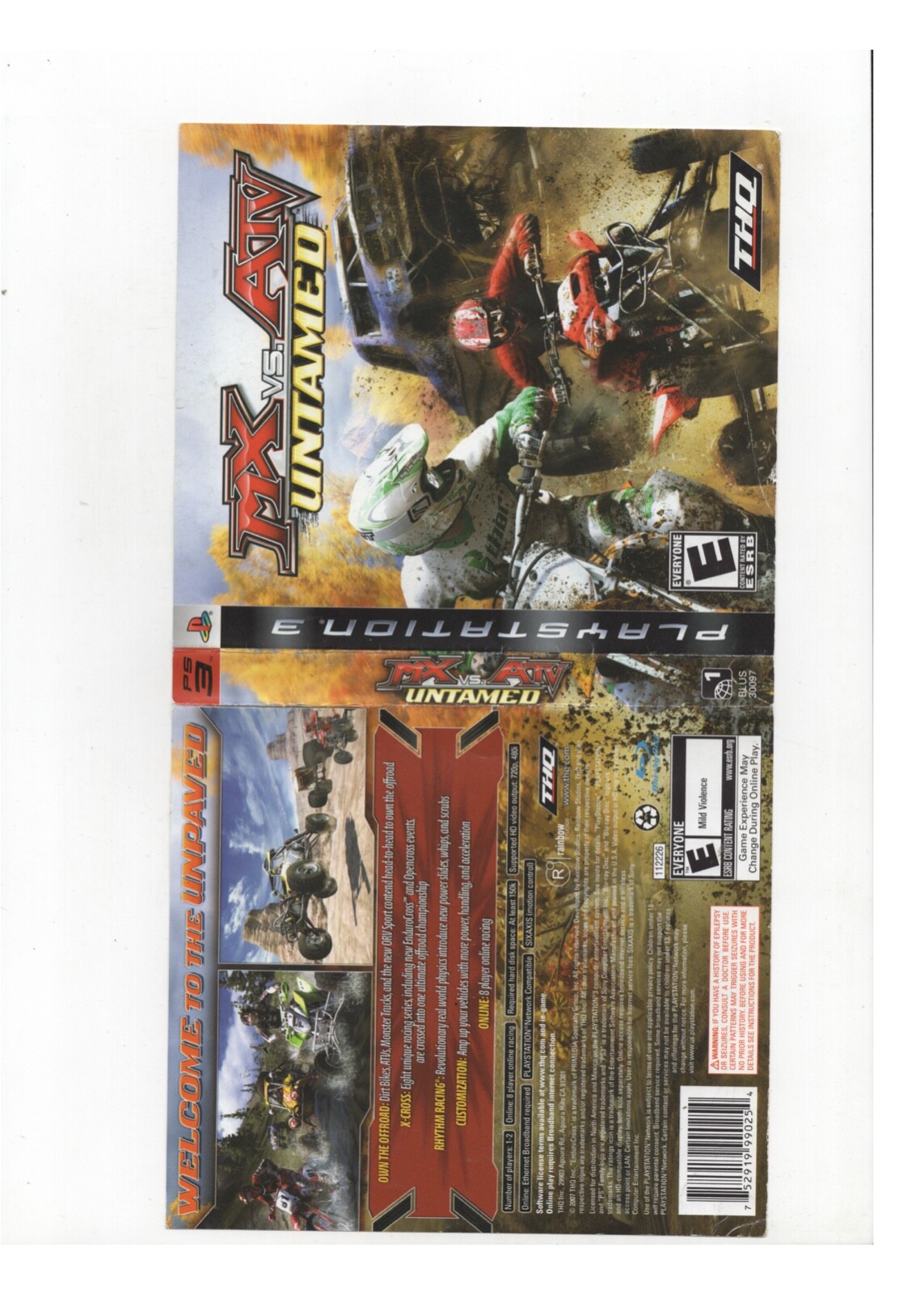 MX Vs ATV Untamed PS3 ARTWORK ONLY NO TRACKING Authentic | eBay