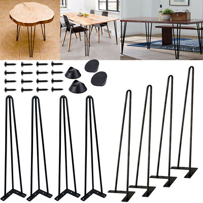 4x Hairpin Table Legs Hair Pin Legs Set for Furniture Bench Desk Metal ...