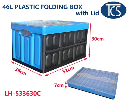 TCS Foldable Plastic Storage Box/ Container/ Carrying Crate with Lid ...
