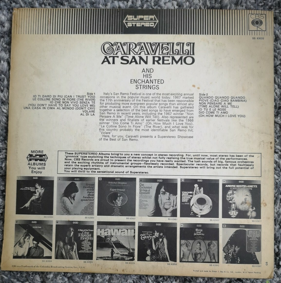 Caravelli And His Enchanted Strings* ‎– Caravelli At San Remo, Vinyl AL ...