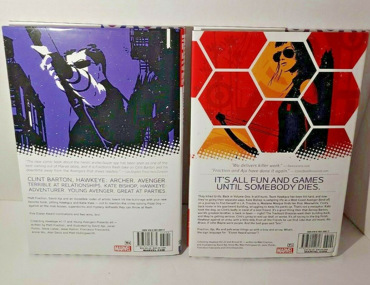 Hawkeye by Matt Fraction Volume 1 & 2 Hardcover Set Lot HC Aja Marvel ...