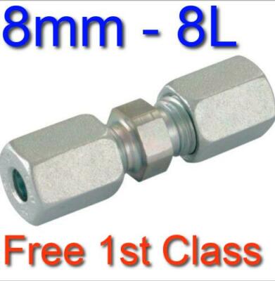 8L EQUAL STRAIGHT HYDRAULIC COMPRESSION FITTING/COUPLING TUBE PIPE ...