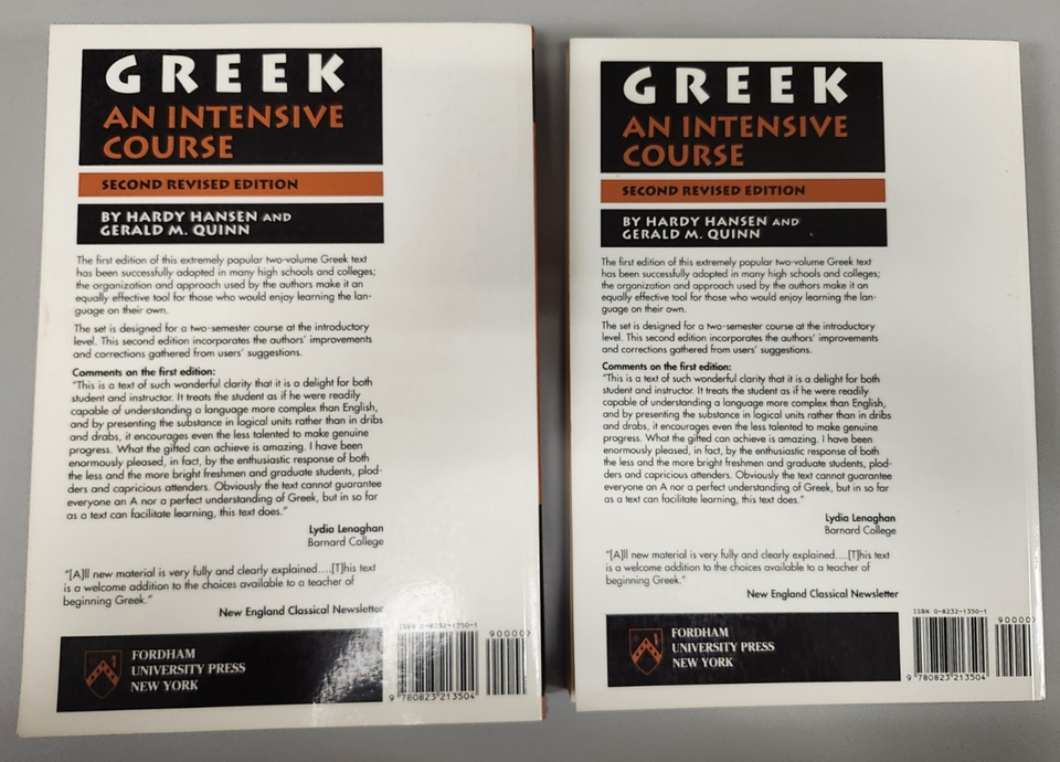 Greek: An Intensive Course with Appendix, Hansen & Quinn, 1992 2nd Rev ...