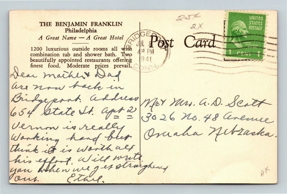 Philadelphia PA-Pennsylvania The Benjamin Franklin Lobby Vintage ...