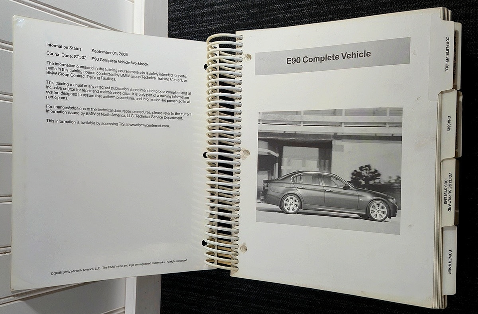 BMW Technical Training Manual E90 Complete Vehicle OEM 3 Series E91 ...