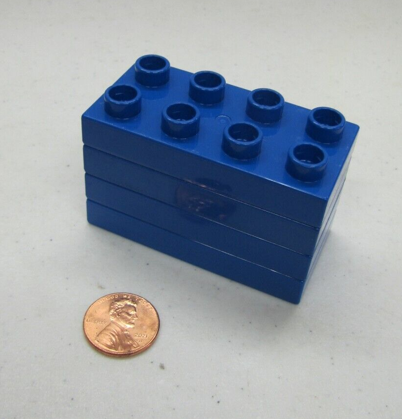 Lego Duplo 4 Thin 2X4 Classic Blue Bricks Blocks Building Block House ...