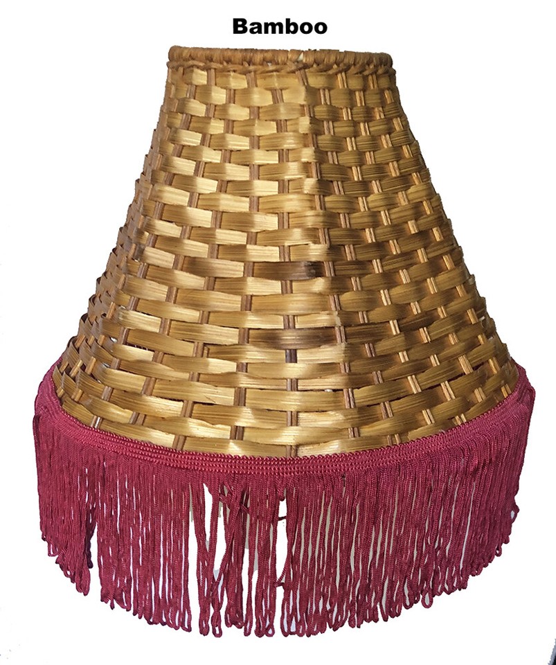 Hawaiian Lamp Shade Red Fringe Handcrafted Spider Harp Fitter Home ...