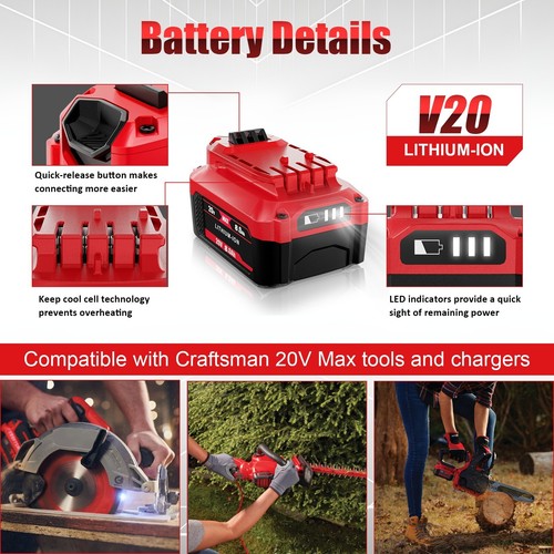 2PACK 20V For Craftsman V20 Li-Ion Battery CMCB204 CMCB202 CMCB201 ...