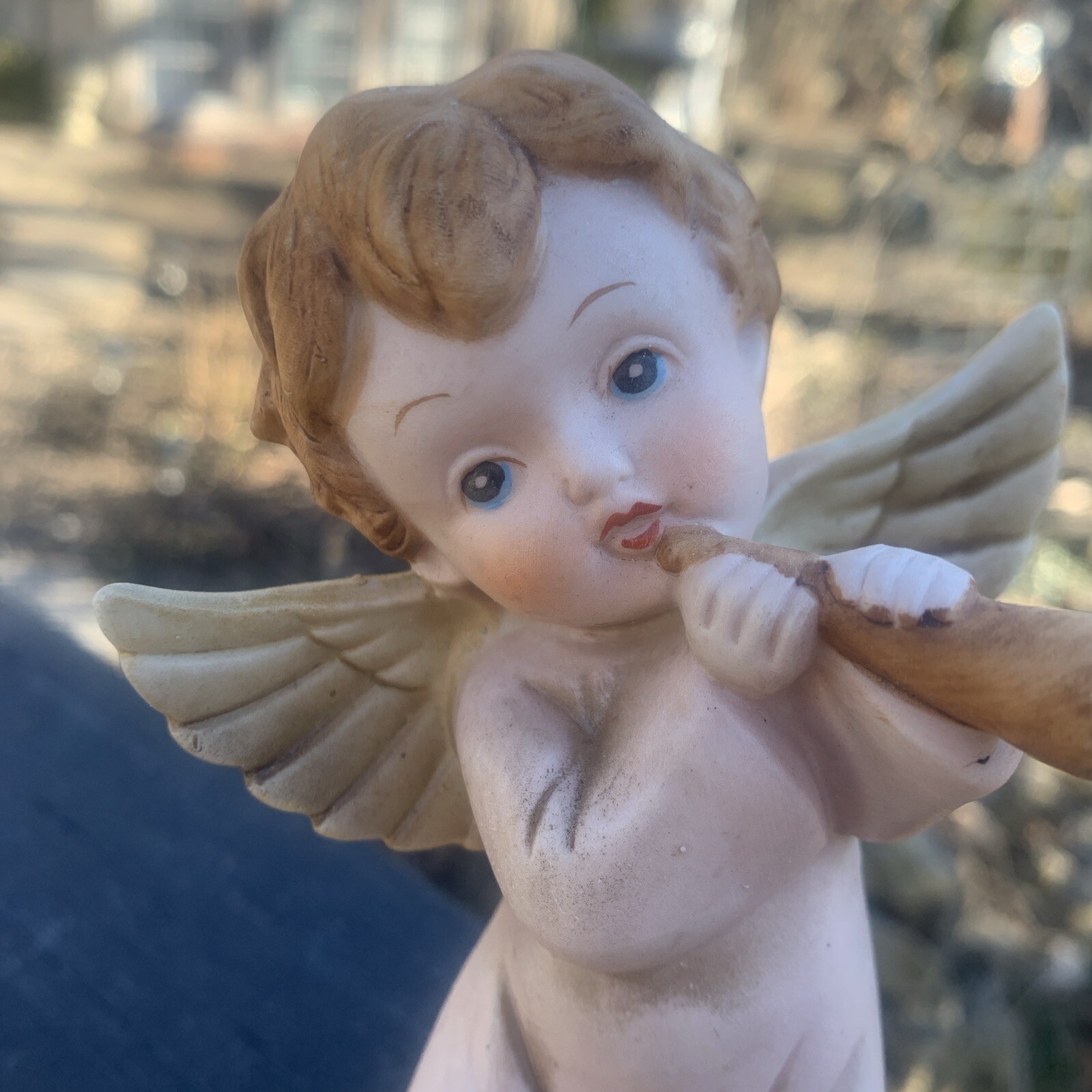 Vtg HOMCO 6" Christmas Angel Figurine Gabriel Horn Heavenly Instruments ...