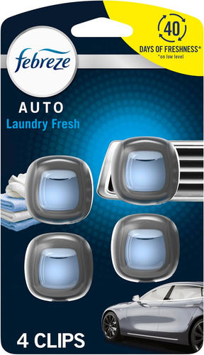 Febreze Car Air Freshener Vent Clip Laundry Fresh Scent, .07 Oz. Car ...
