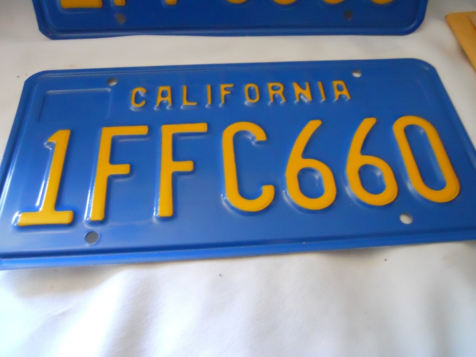 1970’s California CA Blue License Plates Pair Unrestored DMV Clear EXP ...