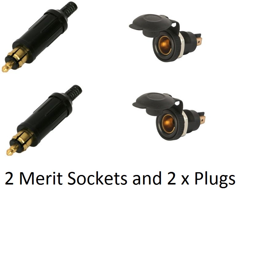 2 x Merit ( Hella) Plugs and 2 x Cigarette Lighter Sockets Panel Mount ...