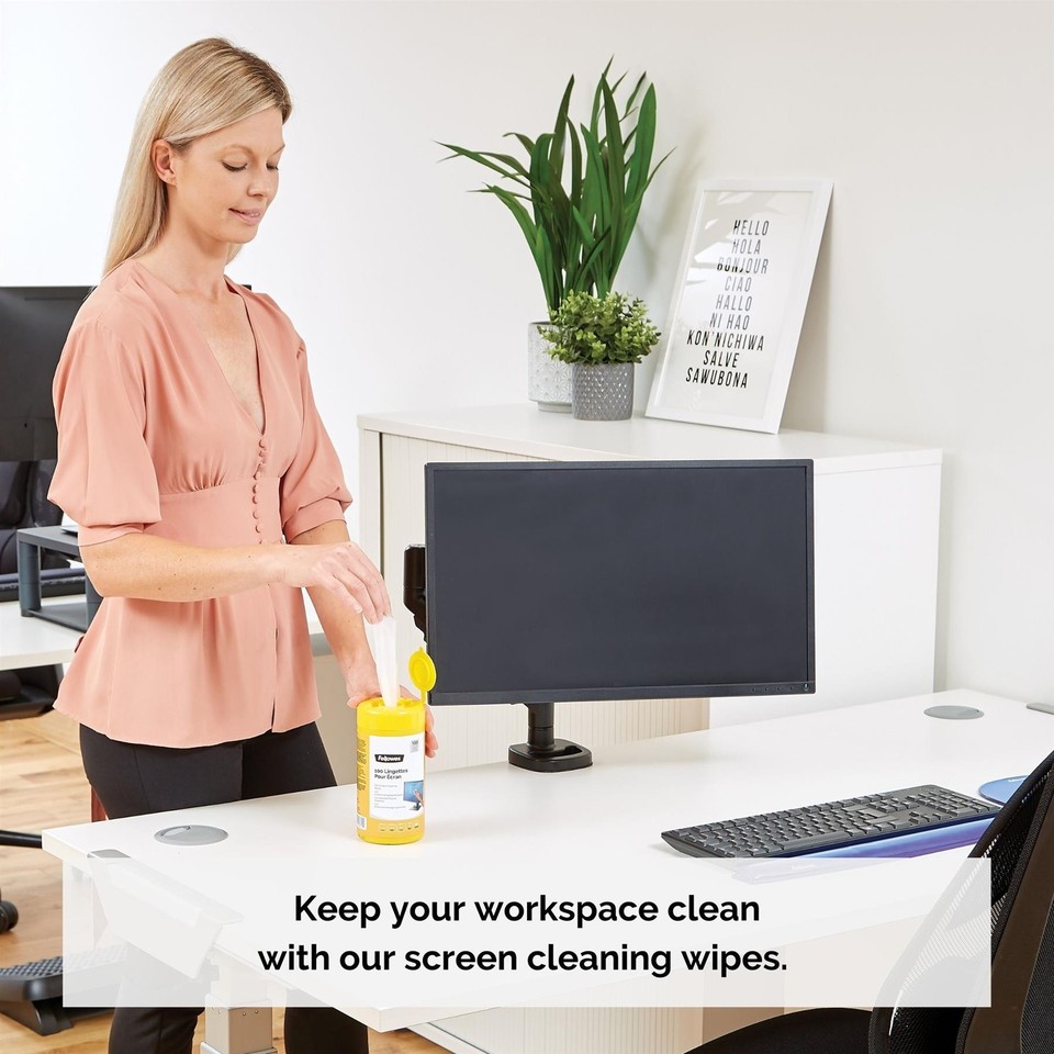 Fellowes Screen Cleaning Wipes for Home Office Use Biodegradable Pack ...