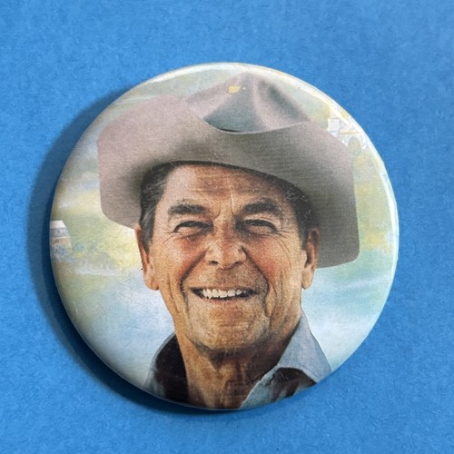 Vintage Ronald Reagan Head Shot Cowboy Hat 2 1/2” Button Pin | eBay