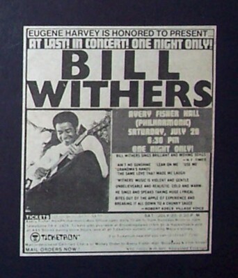 Bill Withers +'Justments Era Avery Fisher Hall NYC 1974 Small Concert ...