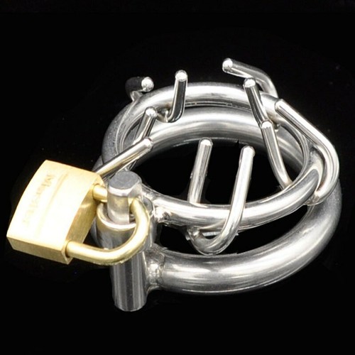 Stainless Steel Male Chastity Cage Belt Device Lock Spikes Lock Ring | eBay