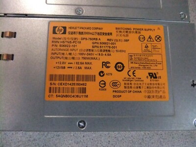 HP 511778-001 750w Power Supply 512327-B21 506822-001 506821-001 | eBay