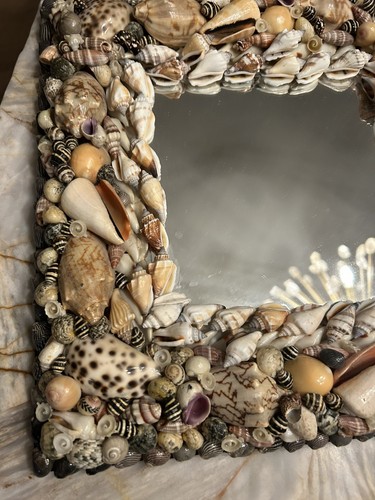 Vintage Real Seashell Mirror / Picture Frame Seashells Colored Sea ...