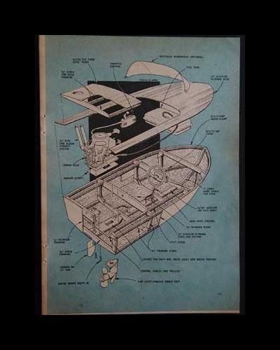 6' Speedboat Inboard Junior Fellows & Stewart 1958 How-To Build PLANS ...