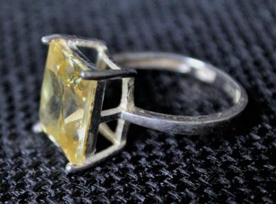 Stamped 925 Sterling Zitron Yellow CrystalRing Size 8 18mm 4.18g | eBay