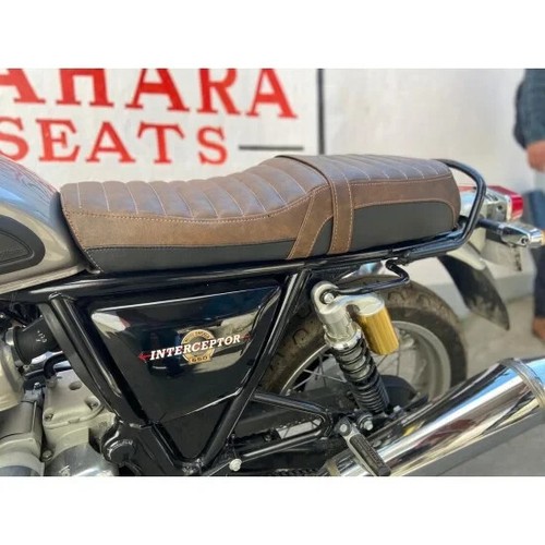 DUAL TONE BROWN CATERPILLAR STITCH SEAT FIT FOR ROYAL ENFIELD INT650 ...
