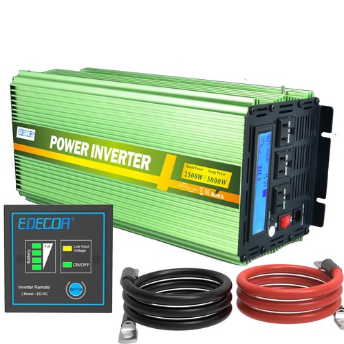 EDECOA 2500W Power Inverter Pure Sine Wave 12V dc to 120V ac LCD RV | eBay