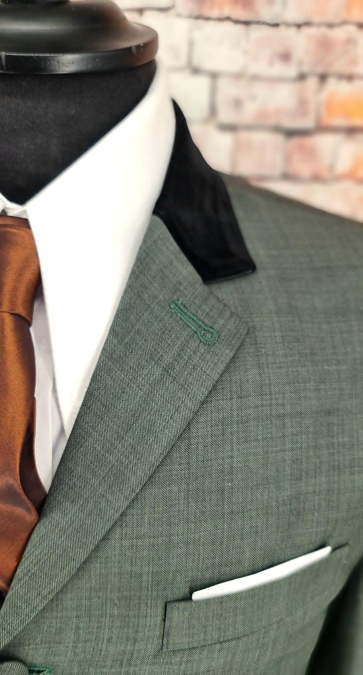 mod skinhead suit Green & Black fine wool suit 3 button tailored fit ...