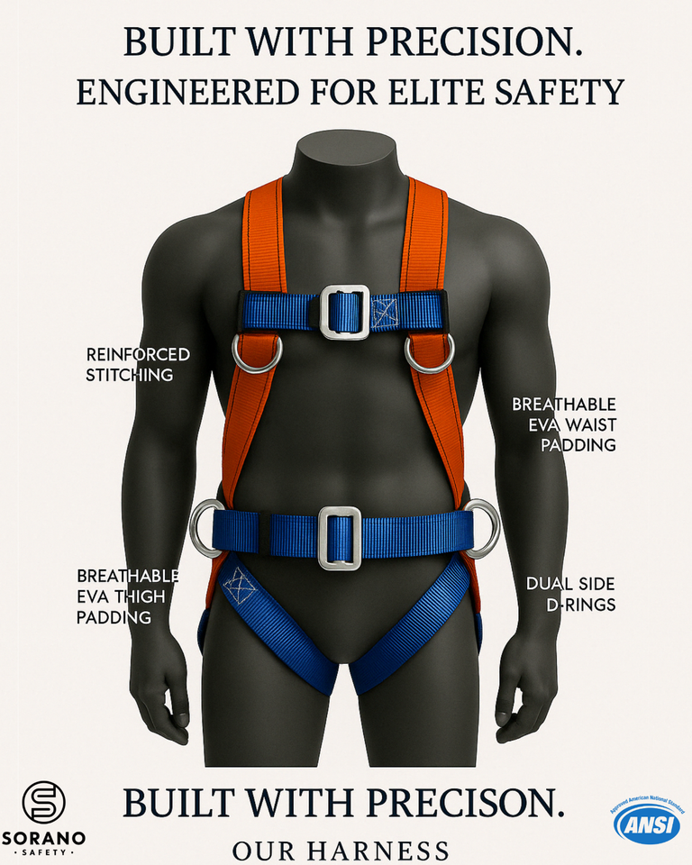 Sorano Safety Harness Fall Protection Kit Full Body Roofing Harness ...