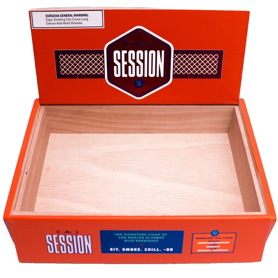 CAO Session Sit Smoke Chill Empty Wooden Cigar Box 10.5x7x2.25 | eBay UK