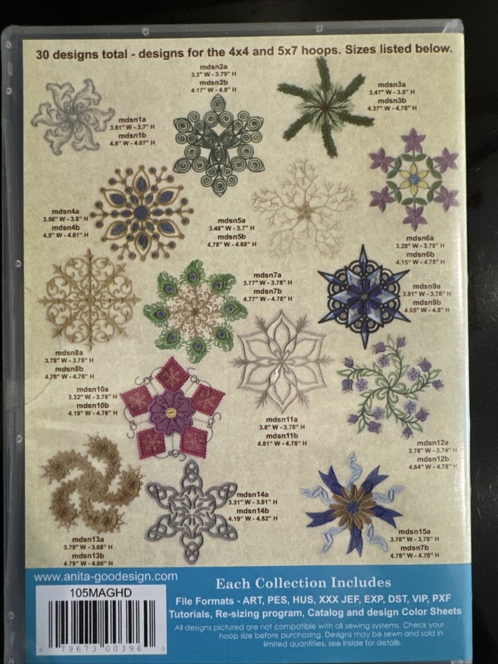 Anita Goodesign Machine Embroidery Designs CD - Modern Snowflakes | eBay UK