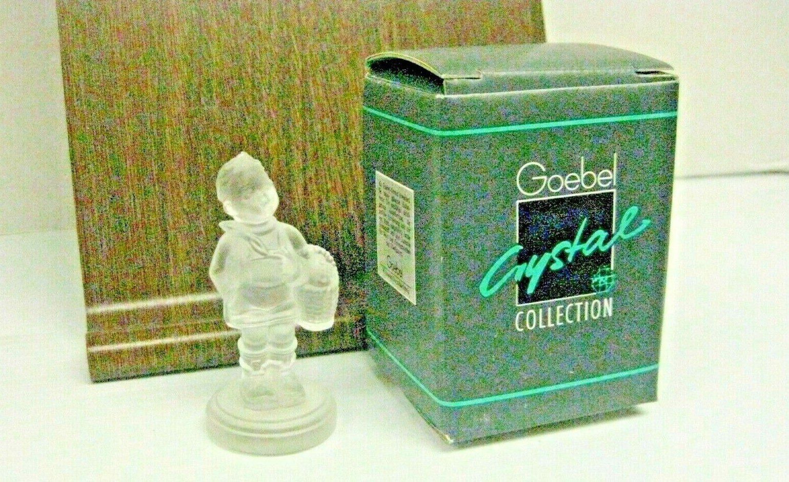 GOEBEL HUMMEL FIGURINE FROSTED CLEAR CRYSTAL VILLAGE BOY SIGNED ART IN ...